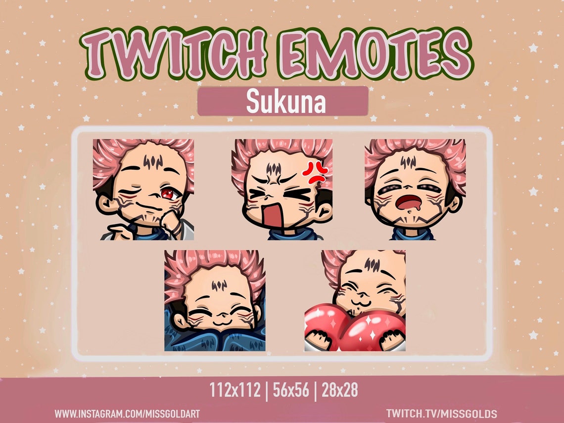 Cute Sukuna Emotes Sukuna Emotes Twitch Streamers Emotes - Etsy UK