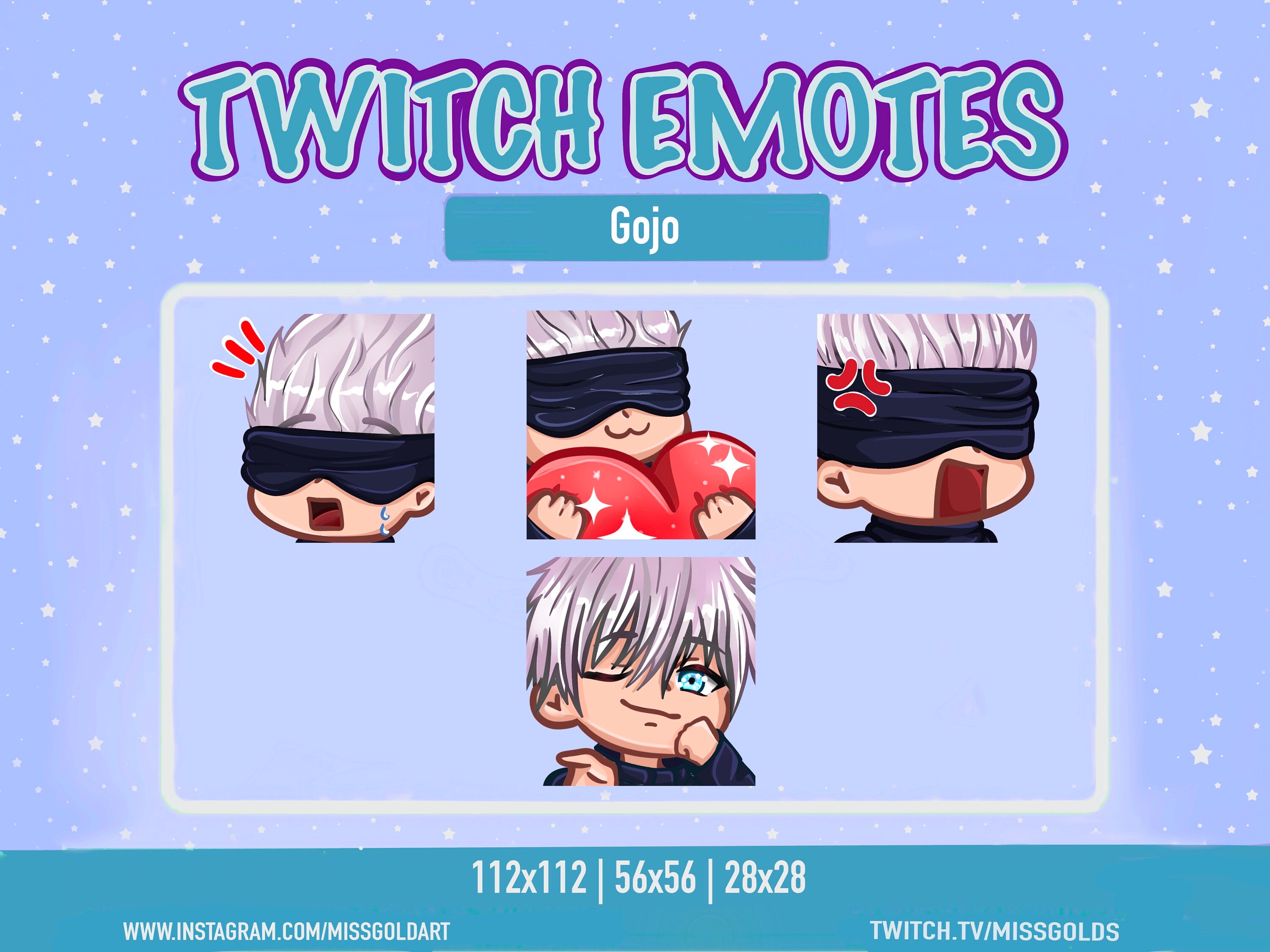Cute Gojo Emotes Gojo Emotes Twitch Streamers Emotes for - Etsy Australia