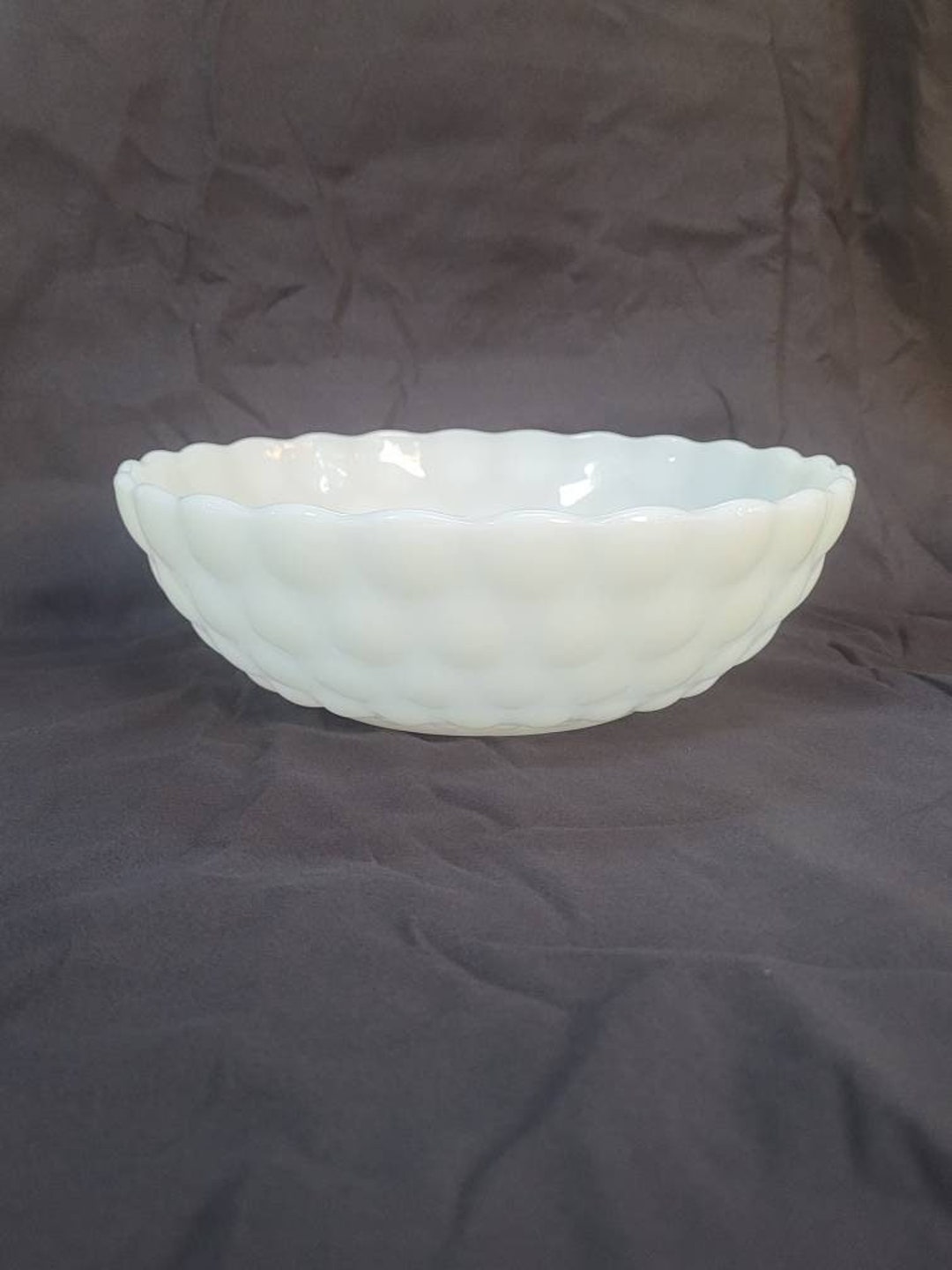 Vintage 1950s, Anchor Hocking Bubble Pattern Milk Glass Bowl, Serving ...