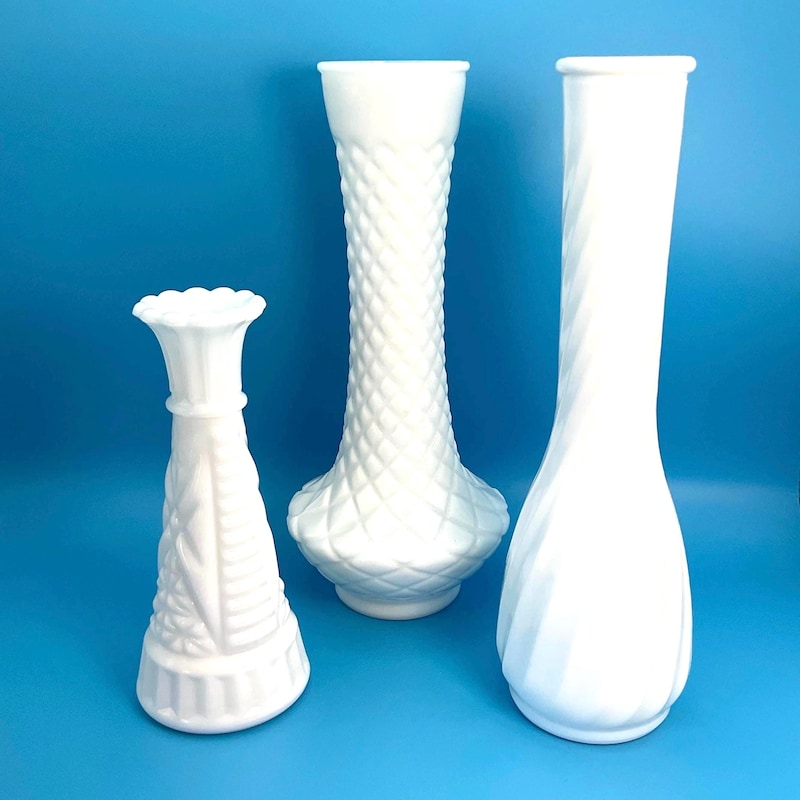Milk Glass Vases Sets - Etsy