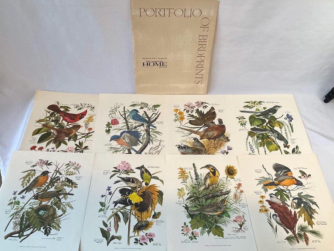 1956-1957 Vintage Portfolio of Bird and Plant Prints After Paintings by ...