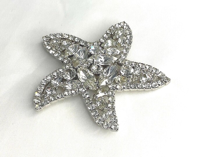 Vintage Kirk Folly Rinestone Star Starfish Brooch Pin Clear Reflective ...