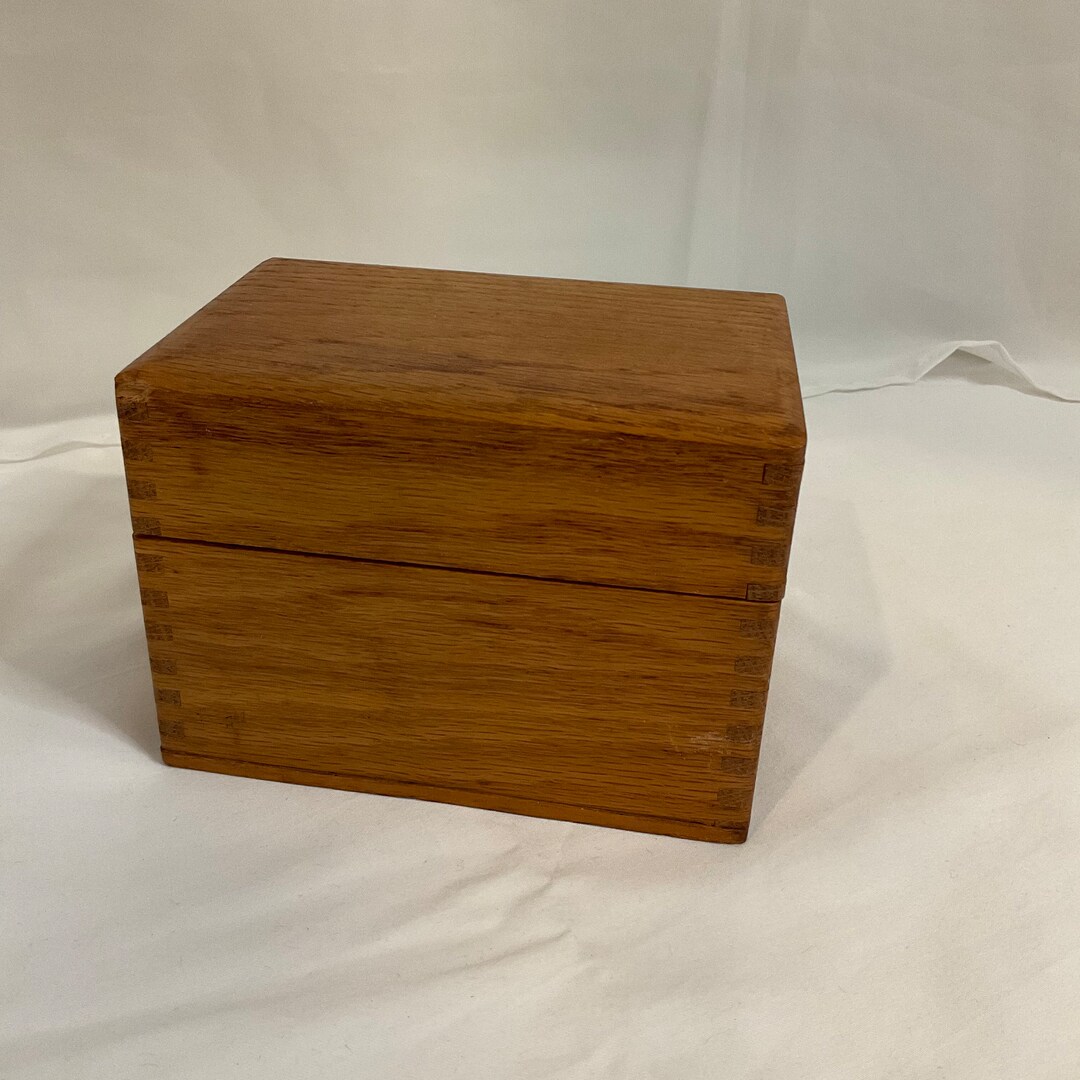 Vintage Oak Wood Recipe Box With Hinged Lid - Etsy