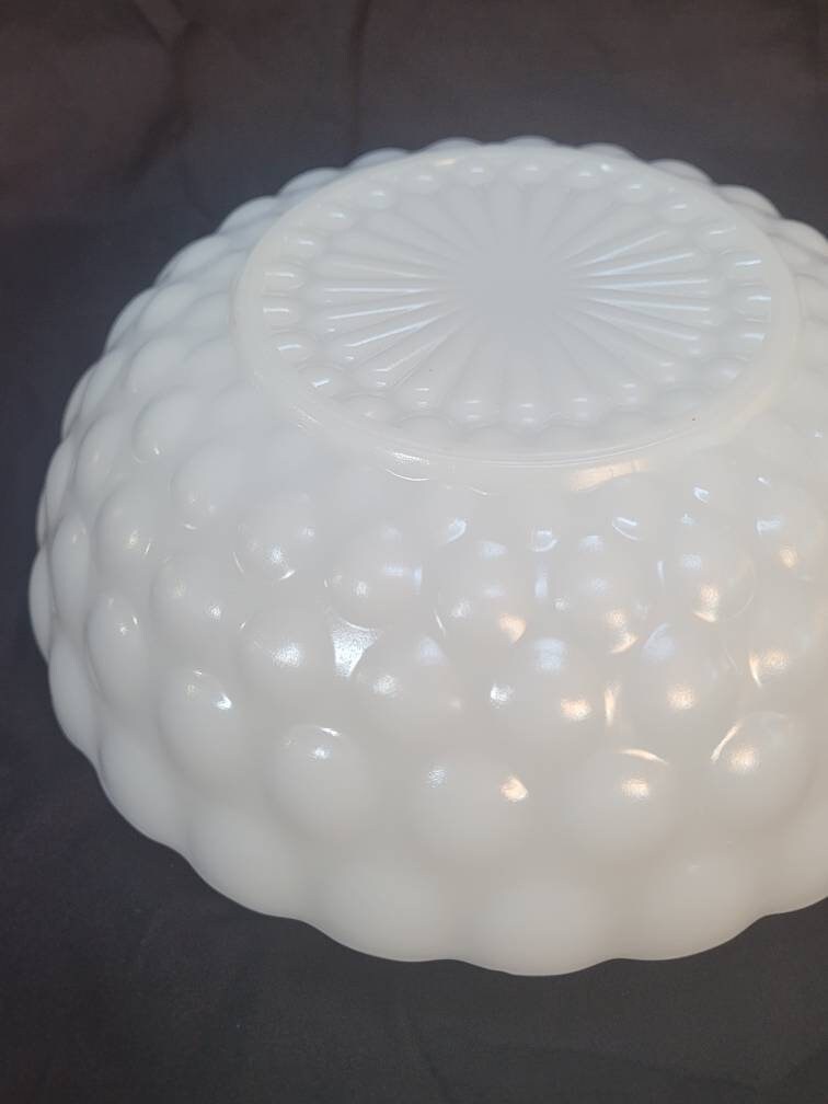 Vintage 1950s, Anchor Hocking Bubble Pattern Milk Glass Bowl, Serving ...