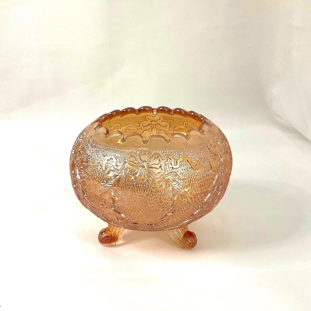 Vintage Fenton Glass Marigold Opalescent Rosebud Bowl Vase Carnival ...