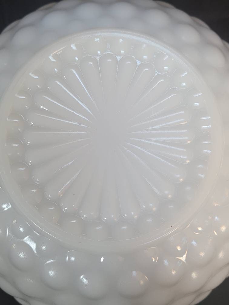 Vintage 1950s, Anchor Hocking Bubble Pattern Milk Glass Bowl, Serving ...