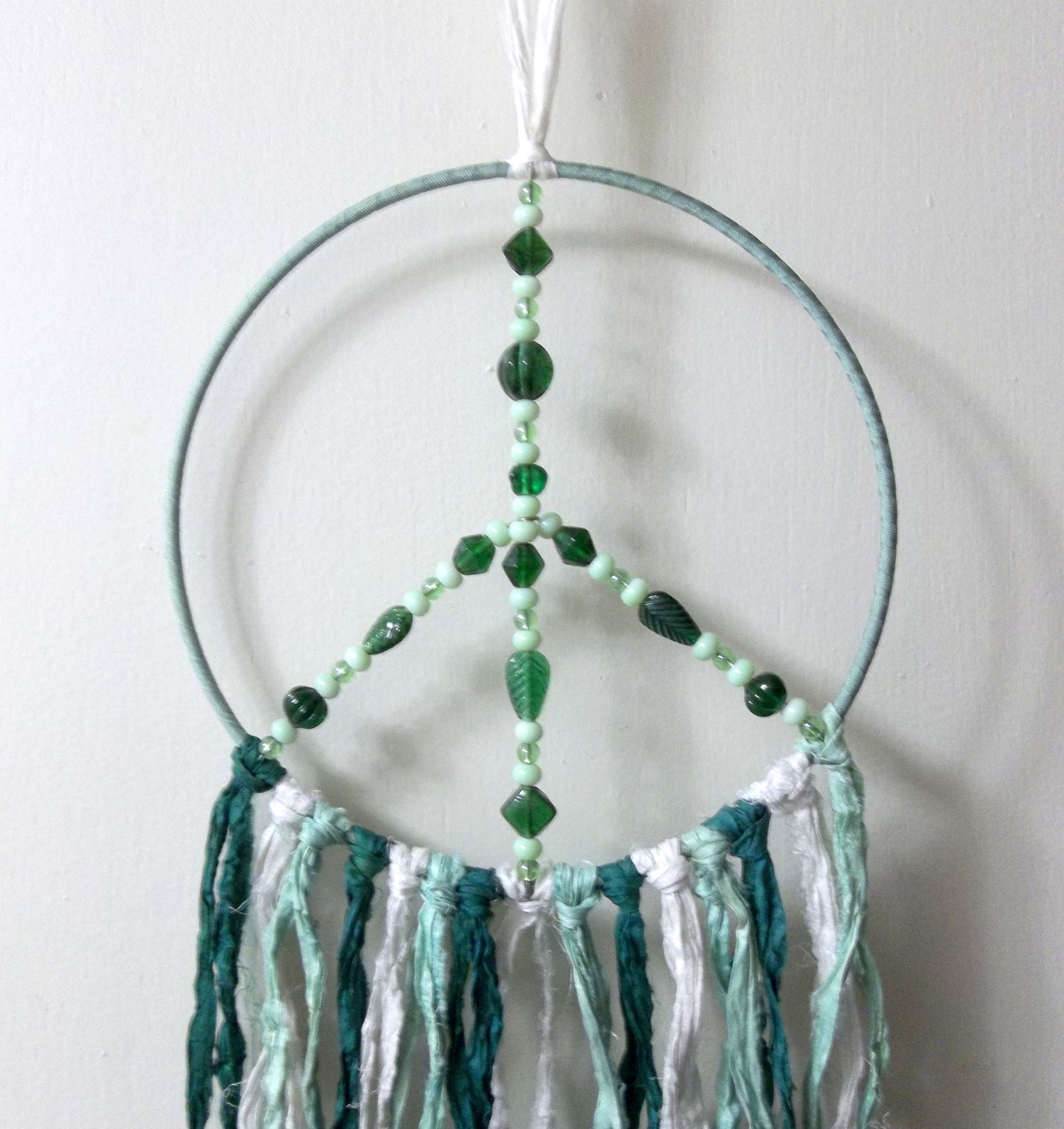 Handmade Green Beaded Peace Sign Mandala Wall Hanging - Etsy