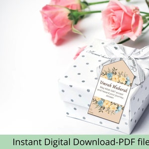 Printable Umrah Mubarak Gift Tag,floral Design Gift Tag,islamic Gift ...