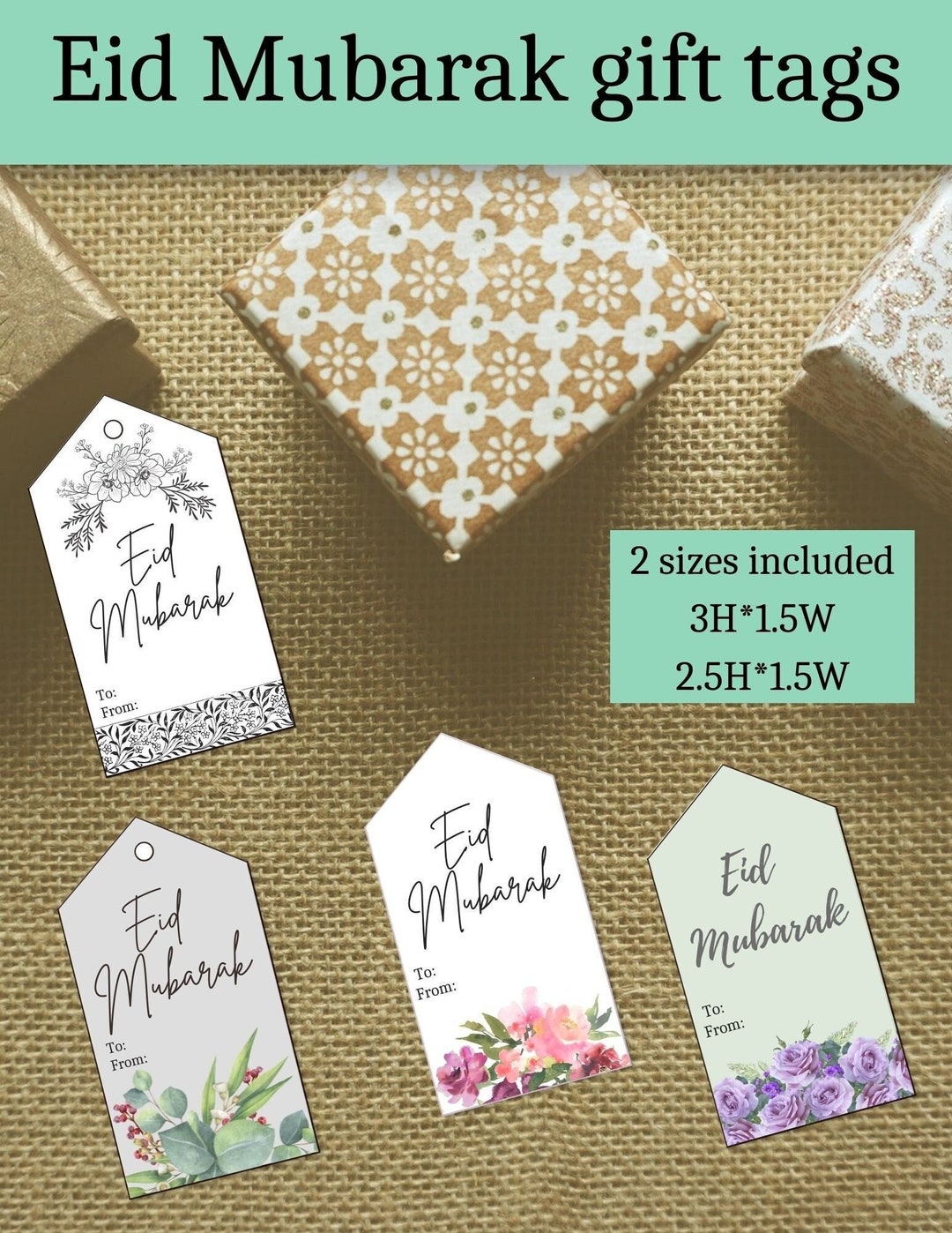 Eid Gift Tags Printable,eid Mubarak Gift Tags,happy Eid Gift Tags,eid ...