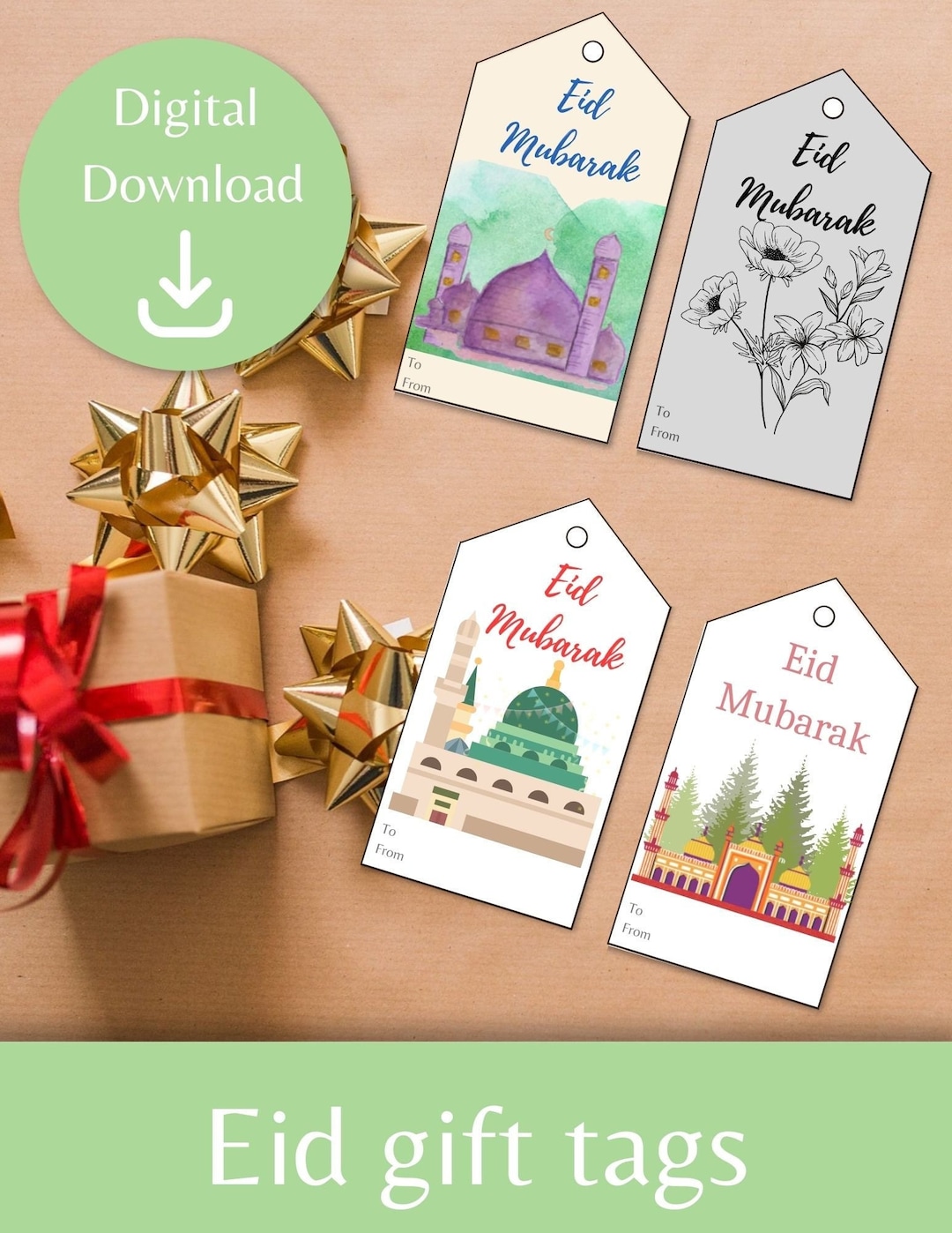 Printable Eid Mubarak Gift Tag,happy Eid Gift Tag,eid Favors,gift Label ...