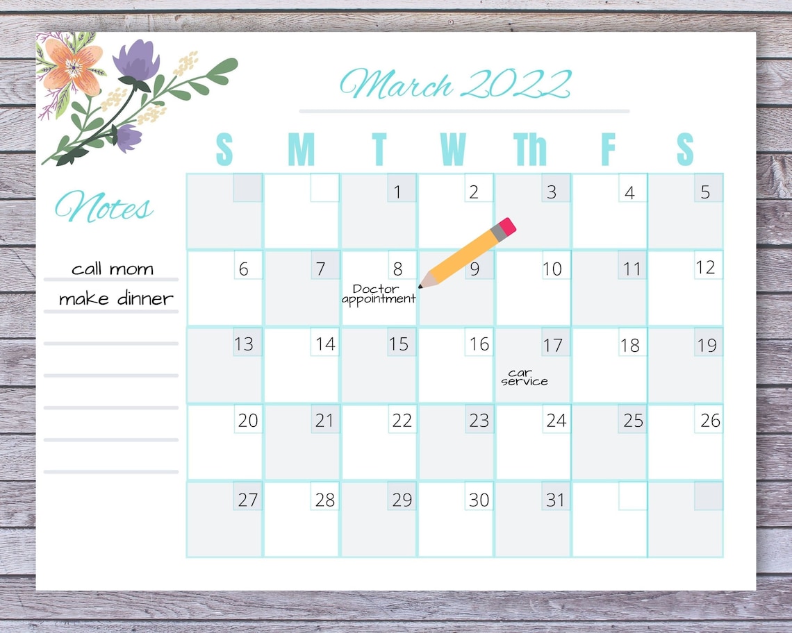Printable Floral Calendar 2022 Bundle - Etsy