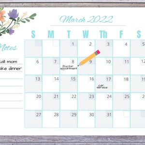 Printable Floral Calendar 2022 Bundle - Etsy