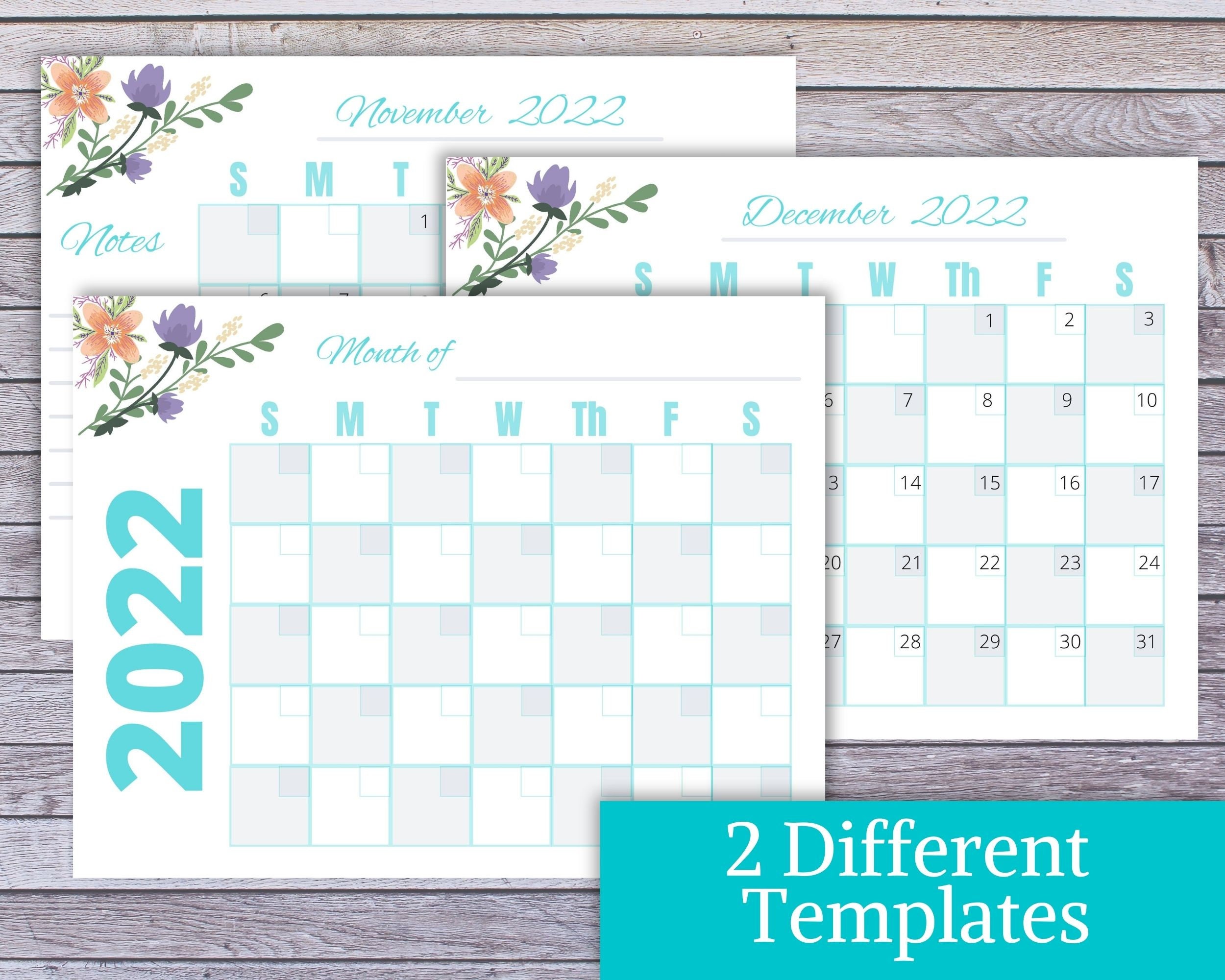 Printable Floral Calendar 2022 Bundle - Etsy