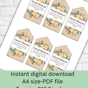 Printable Umrah Mubarak Gift Tag,floral Design Gift Tag,islamic Gift ...