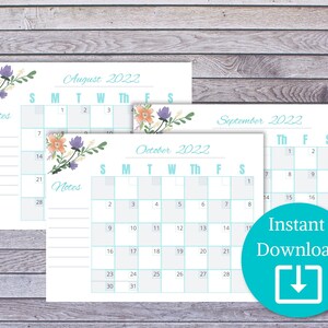 Printable Floral Calendar 2022 Bundle - Etsy