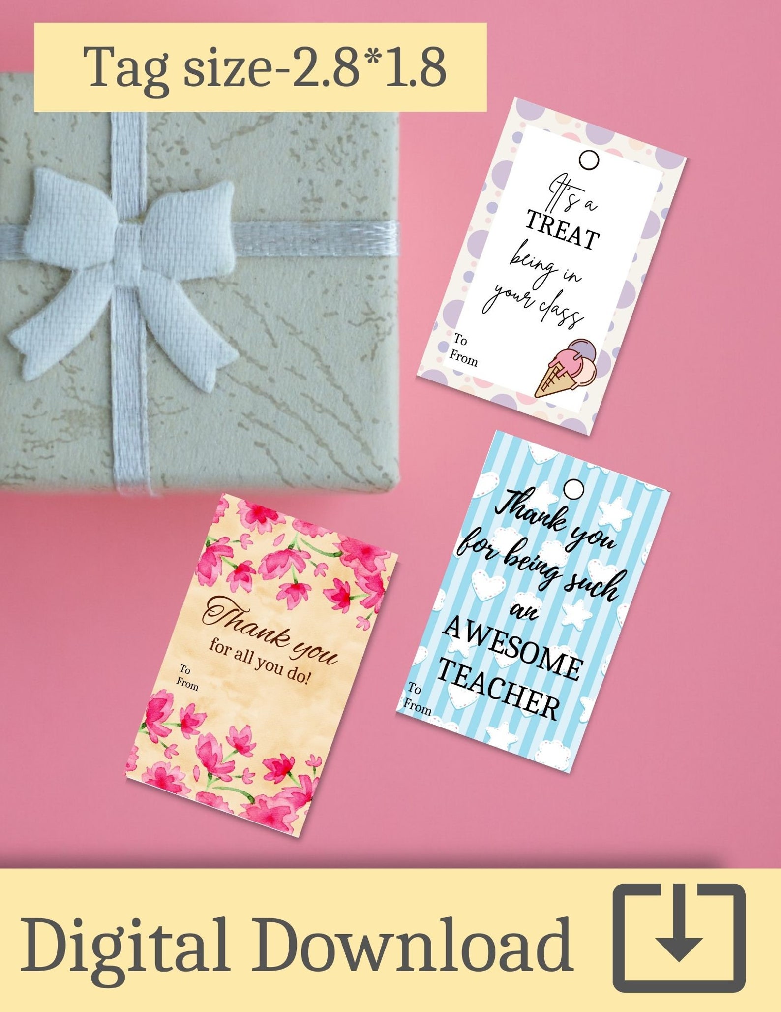 Teacher Thank You Gift Tag ,teacher Appreciation Gift Tag,cup Cake ...