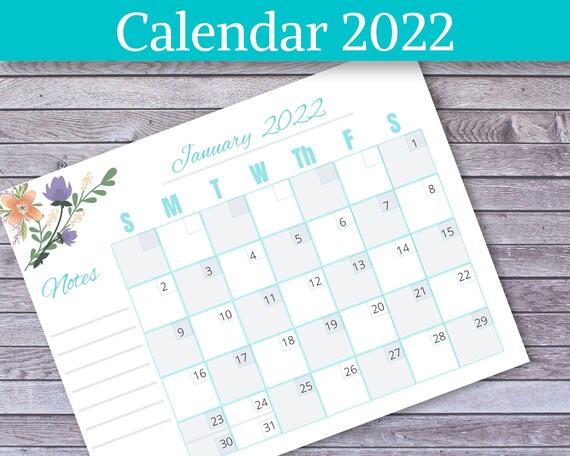 Printable Floral Calendar 2022 Bundle | Etsy