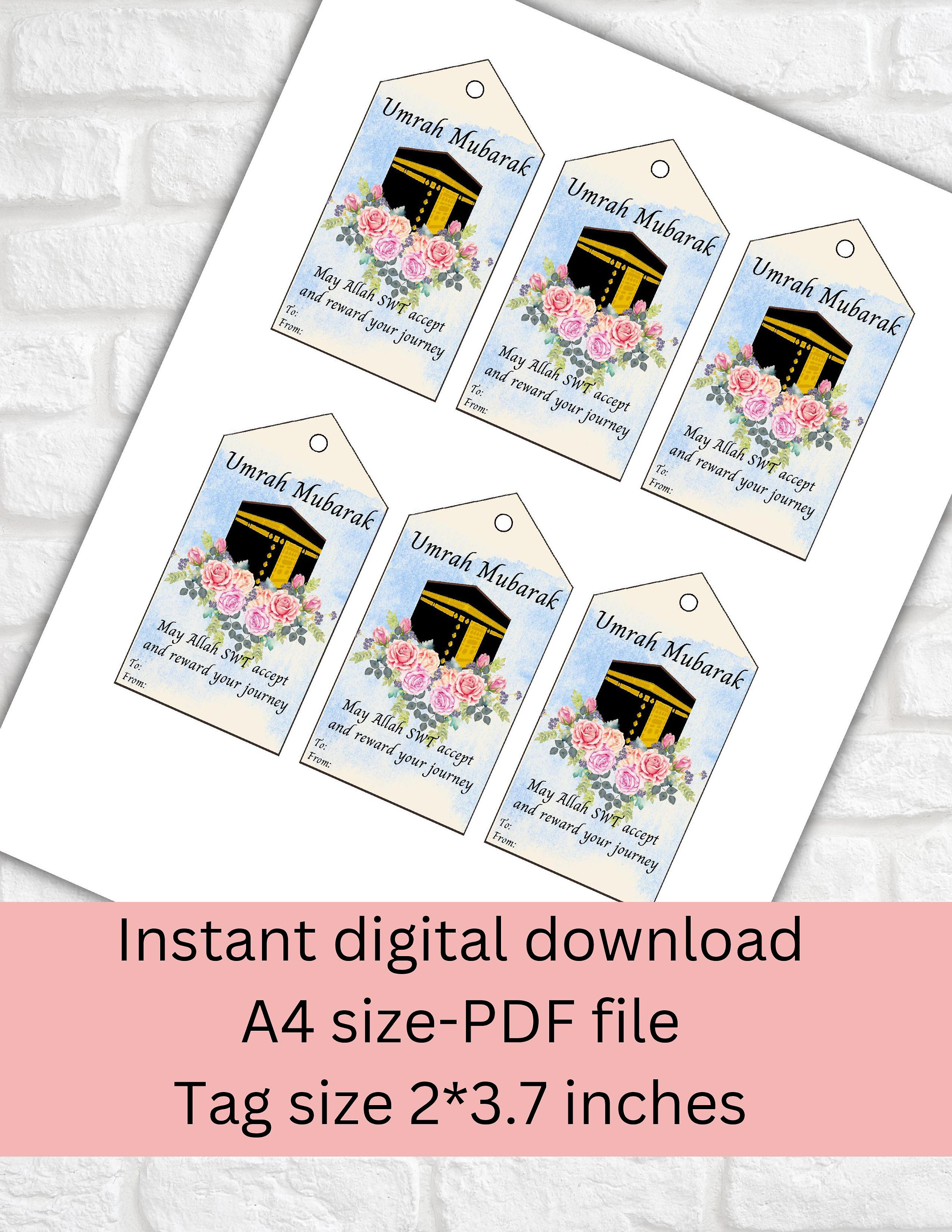 Printable Umrah Mubarak Gift Tag,floral Gift Tag,islamic Gift Card ...