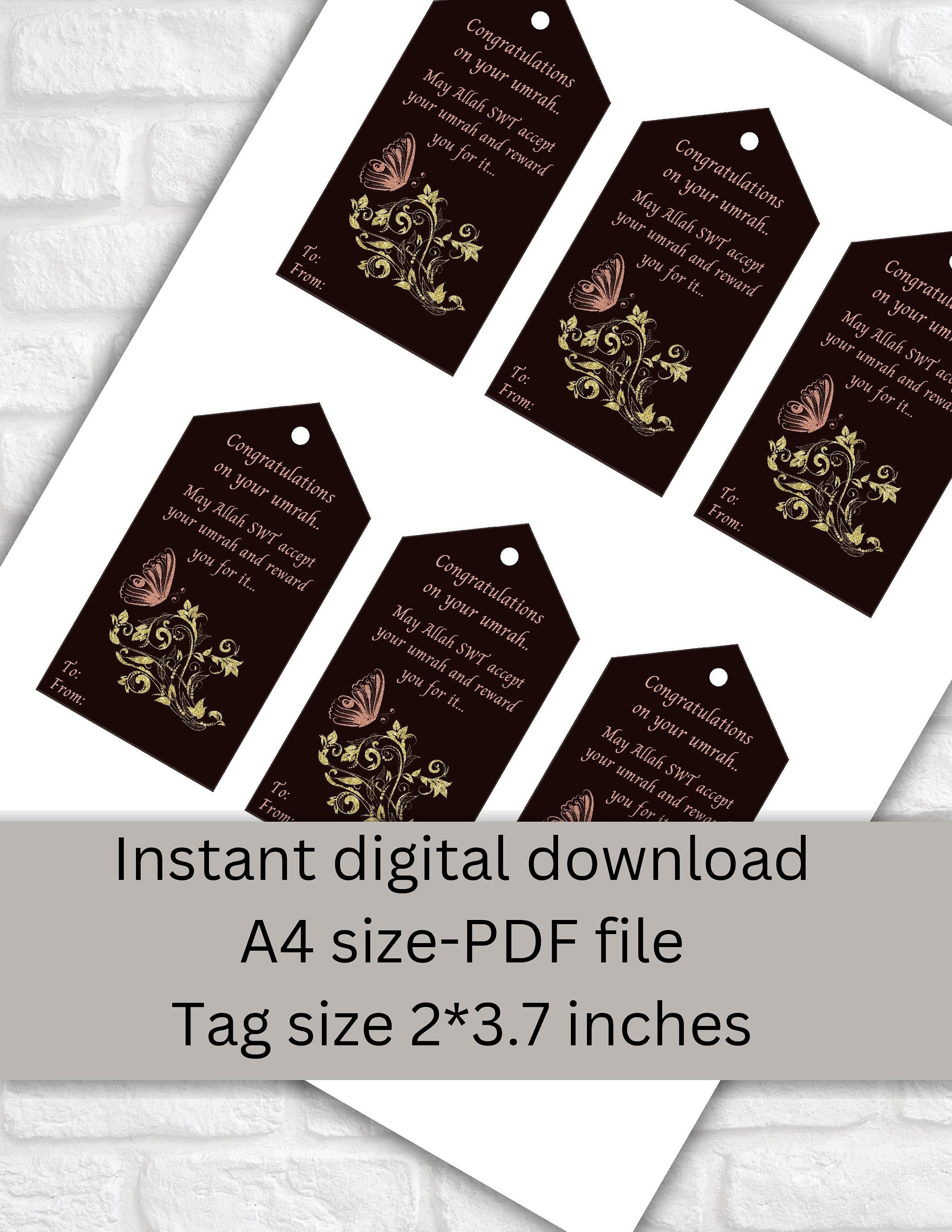 Printable Umrah Mubarak Gift Tag,black and Gold Design,islamic Gift ...
