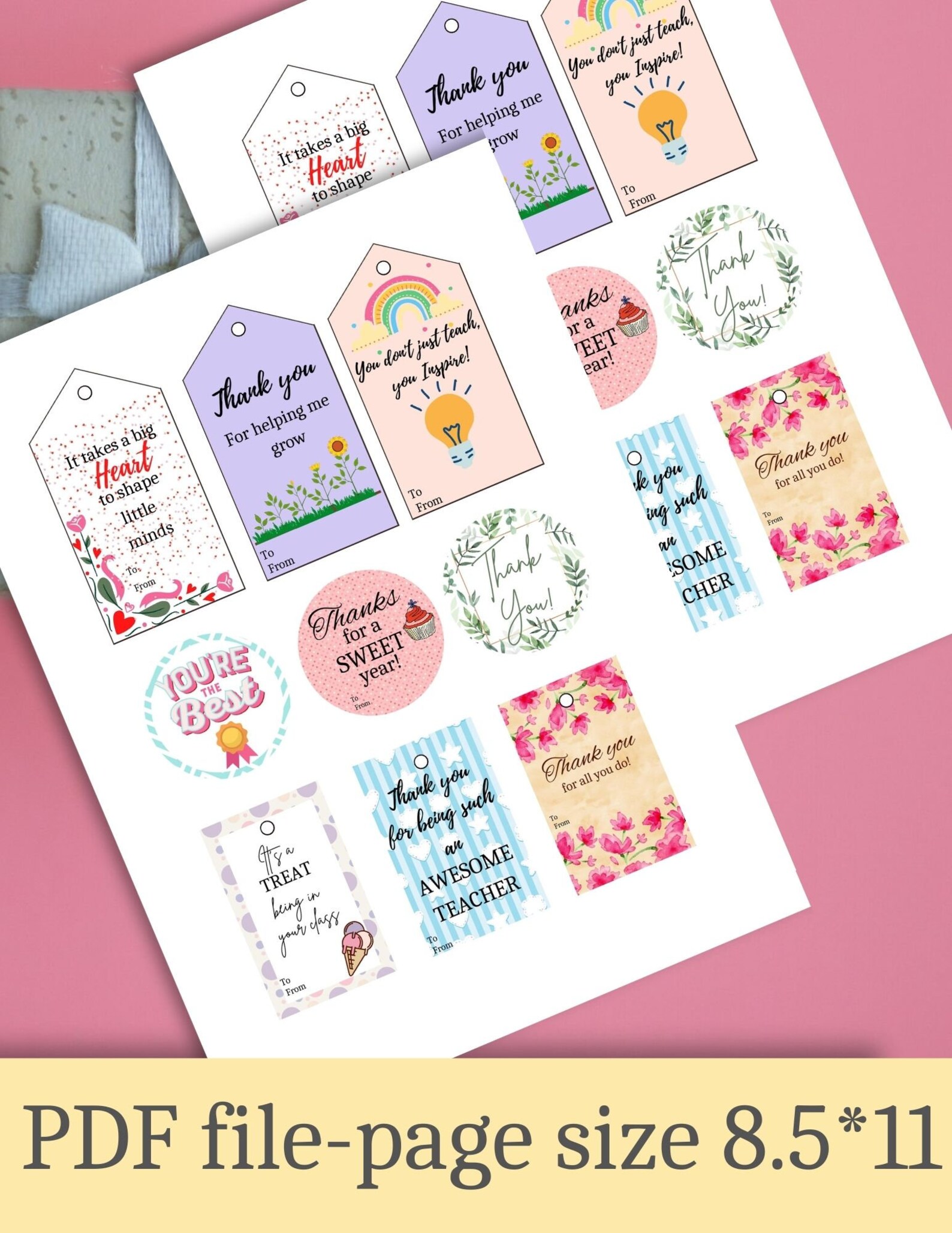 Teacher Thank You Gift Tag ,teacher Appreciation Gift Tag,cup Cake ...