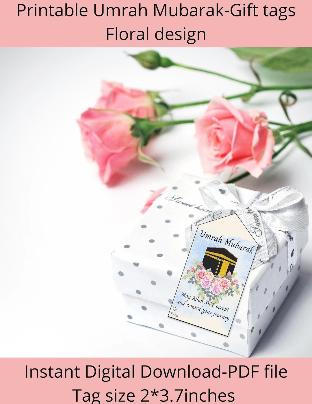Printable Umrah Mubarak Gift Tag,floral Gift Tag,islamic Gift Card ...
