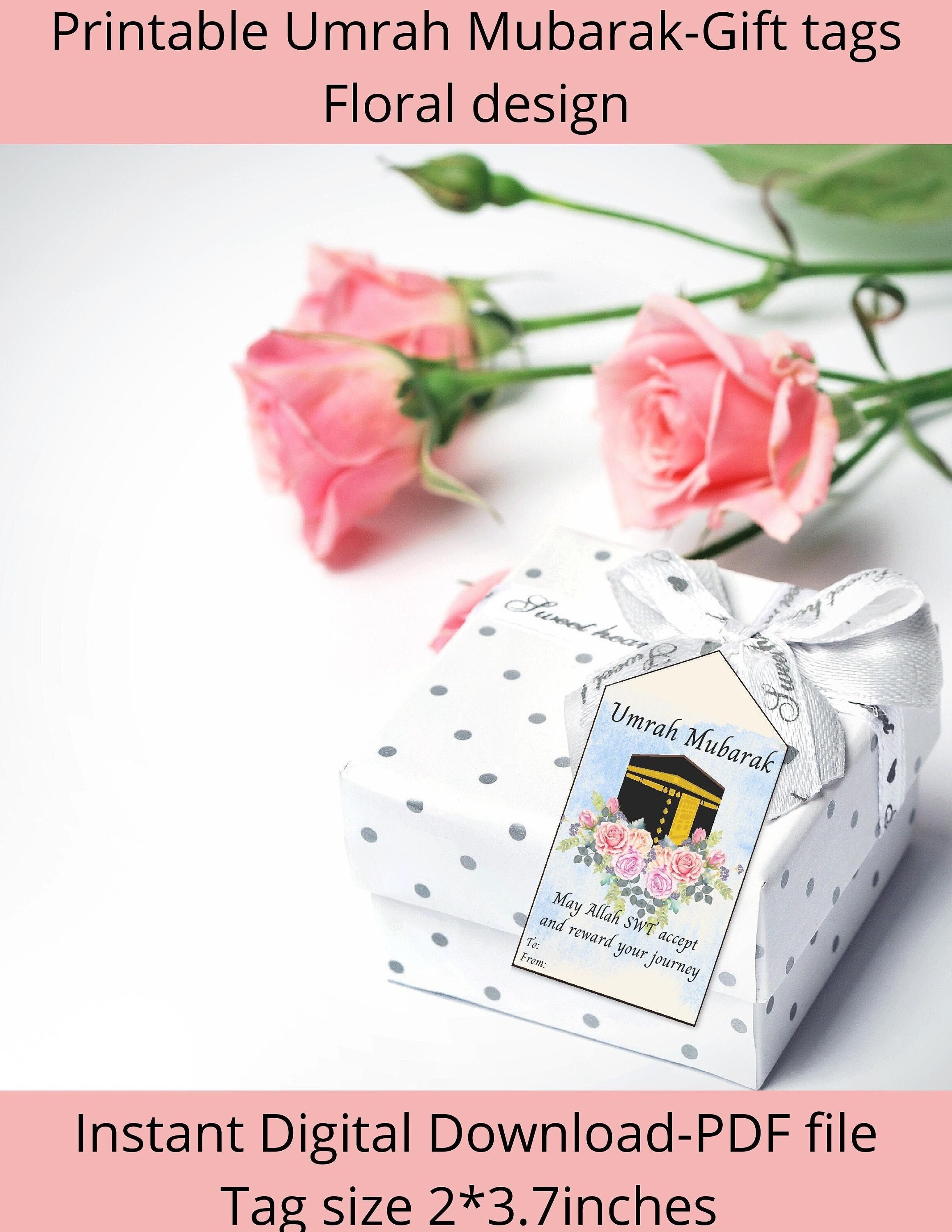Printable Umrah Mubarak Gift Tag,floral Gift Tag,islamic Gift Card ...