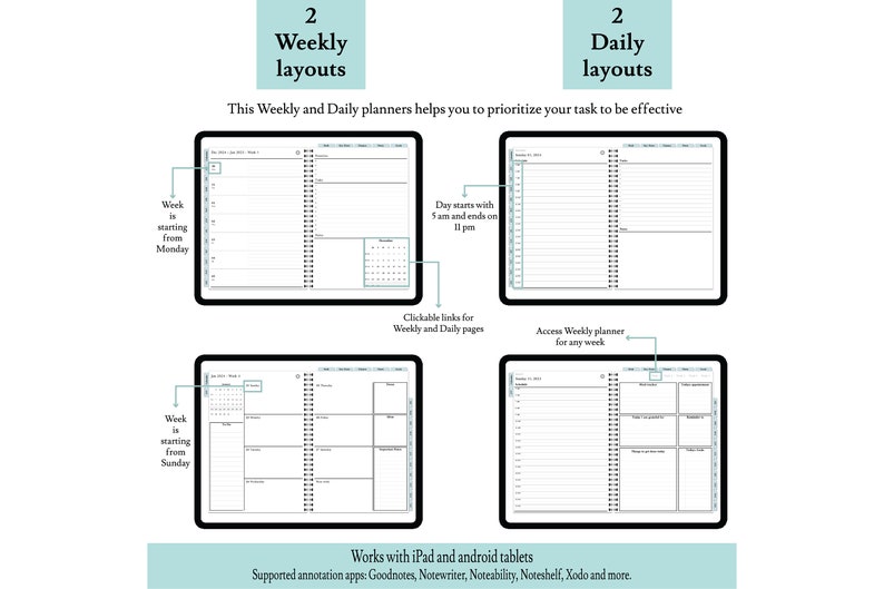 Ultimate Digital Planner for Goodnotes, Customizable Templates for ...