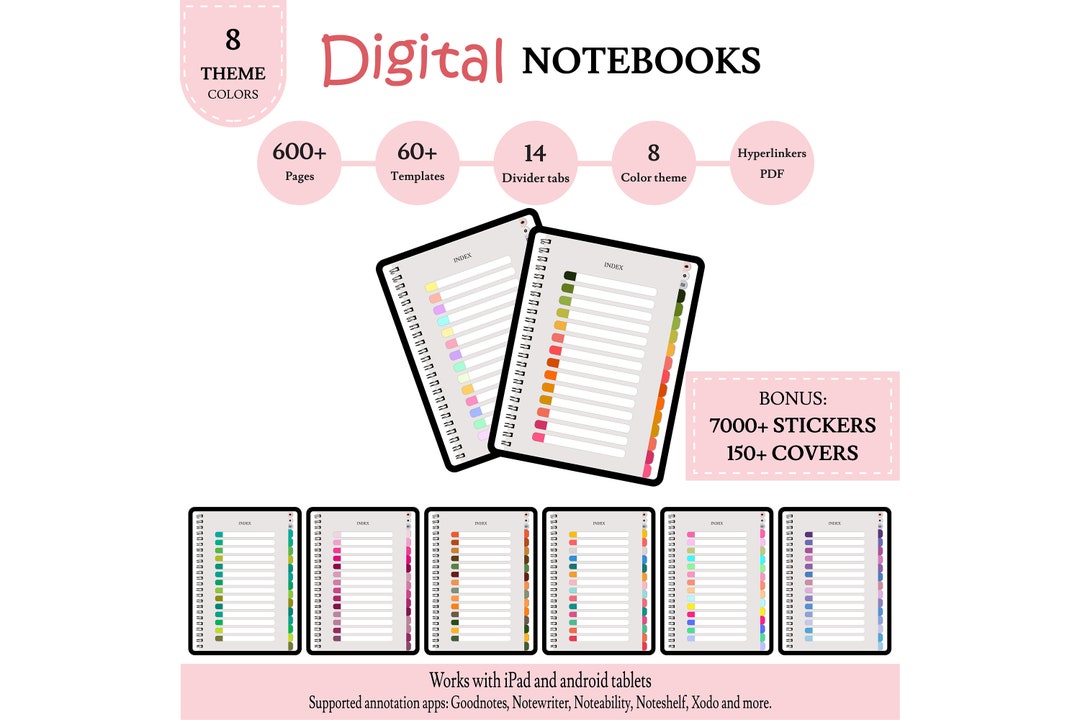 Digital Student Notebook: Colorful, Editable PDF Planner for Efficient ...
