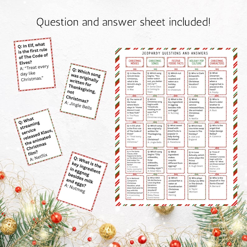 Christmas Jeopardy Game: Holiday Party Printable (instant Download) - Etsy