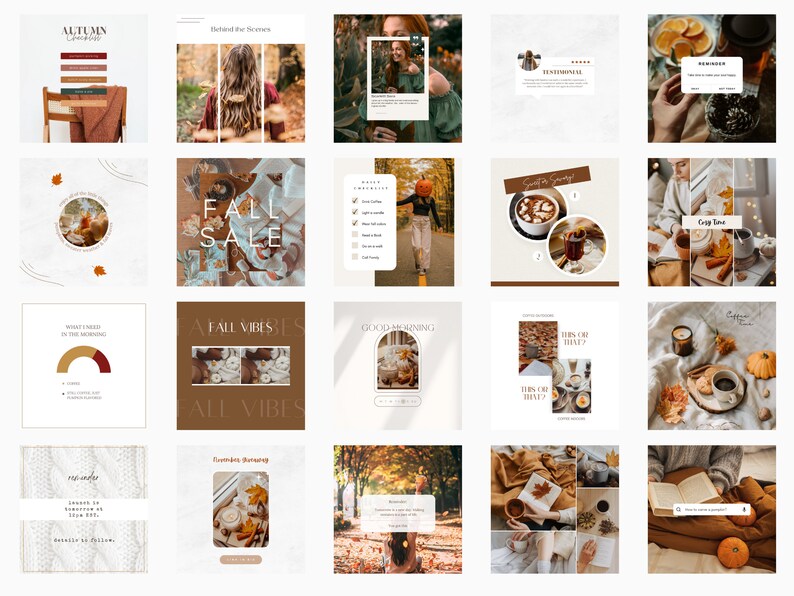 Autumn Instagram Templates Fall Instagram Post Fall - Etsy