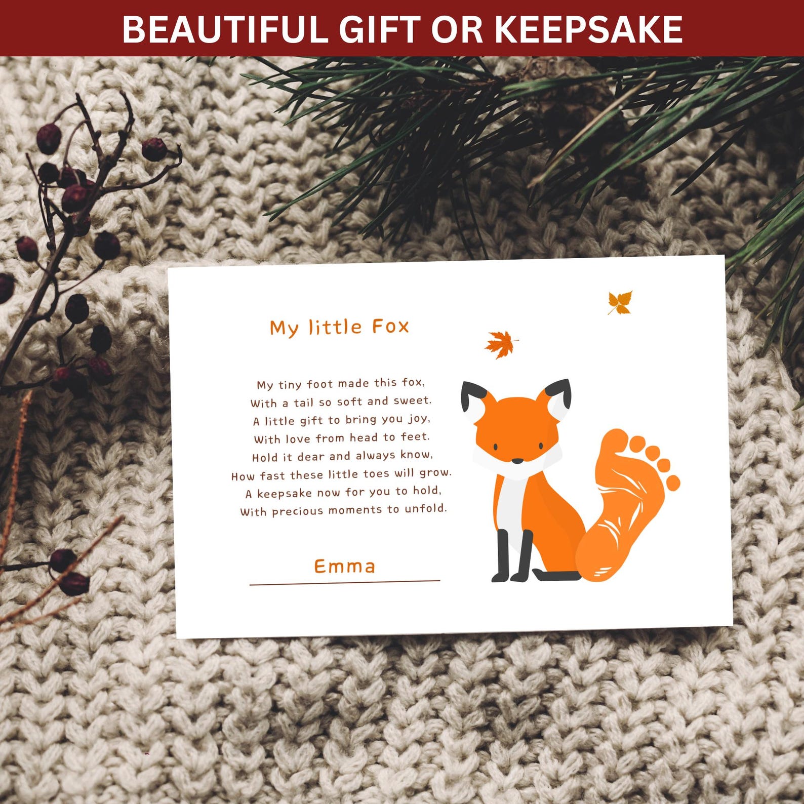 Fox Poem Handprint Printable I Kids Handprint Activity Craft I DIY Fox ...