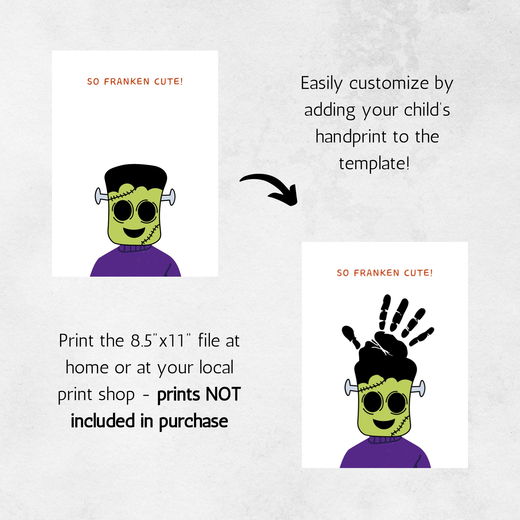 Frankenstein Handprint Craft | Cute Halloween Art (digital Download) - Etsy