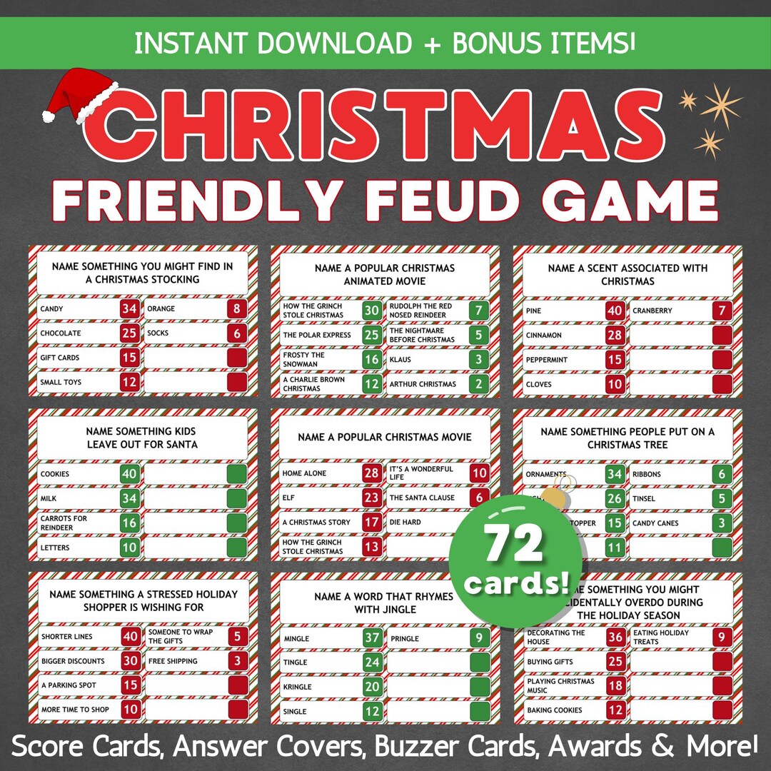 Christmas Friendly Feud Game: Printable Holiday Trivia (digital ...