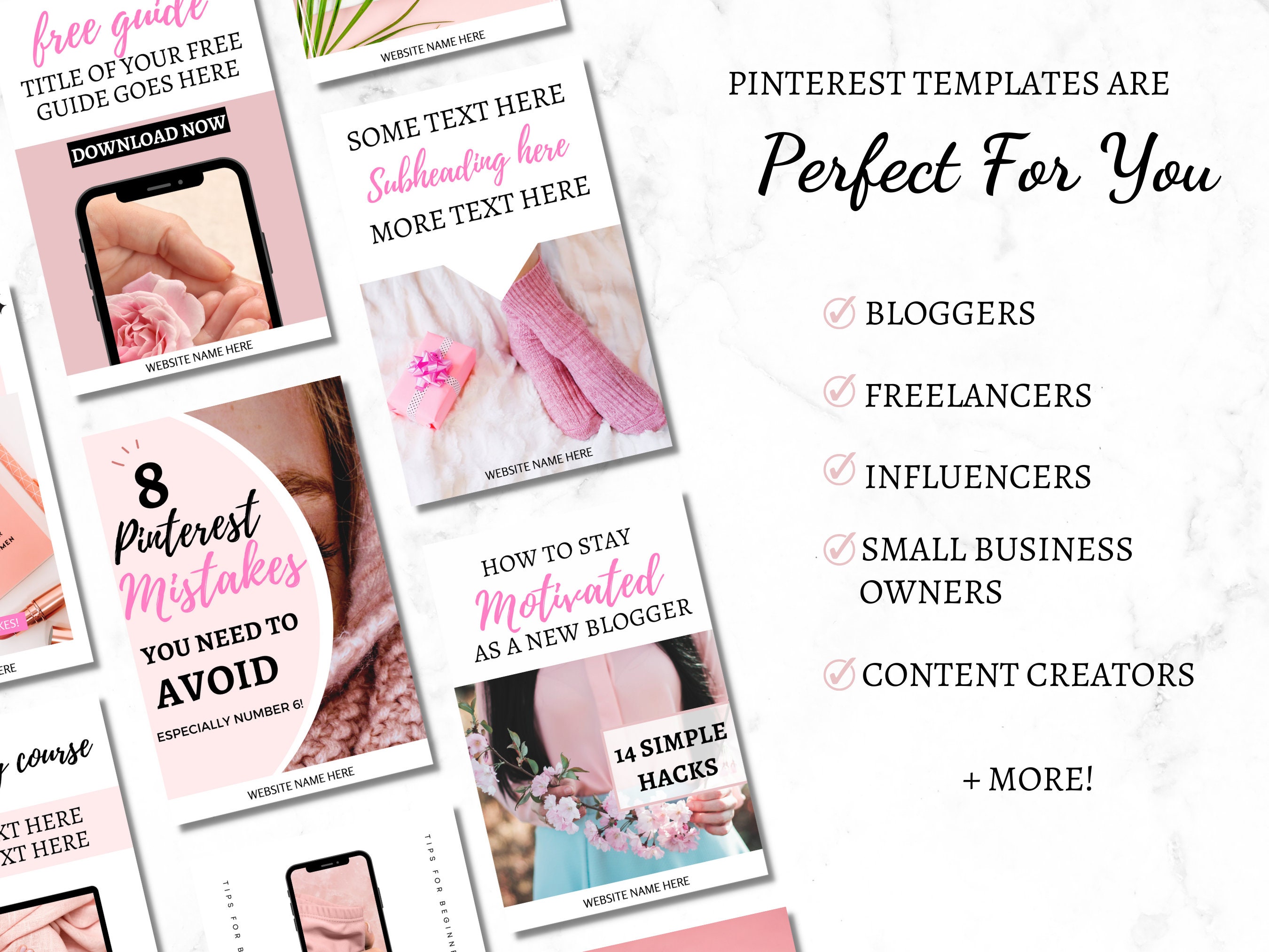 75 Pinterest Templates Canva, Pink Pinterest Templates, Fully ...
