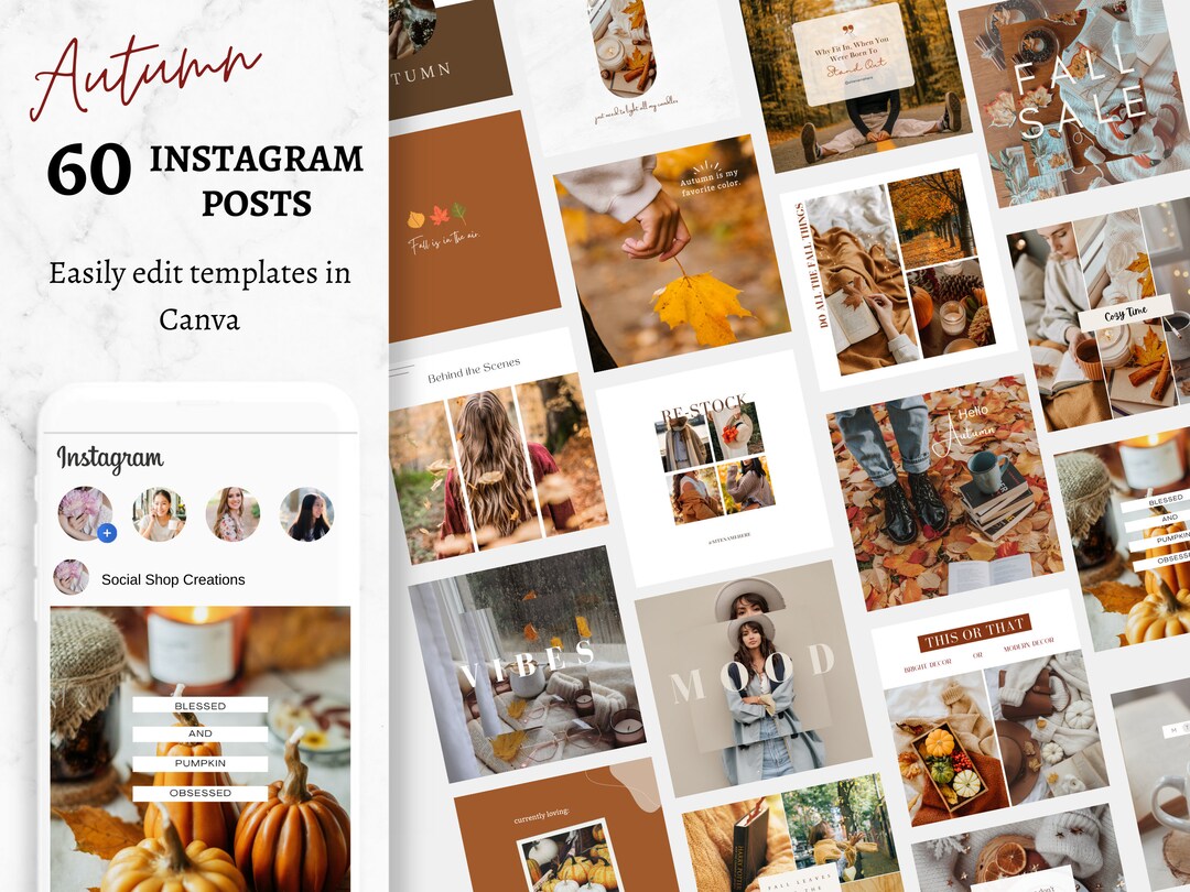 Autumn Instagram Templates, Fall Instagram Post, Fall Instagram ...