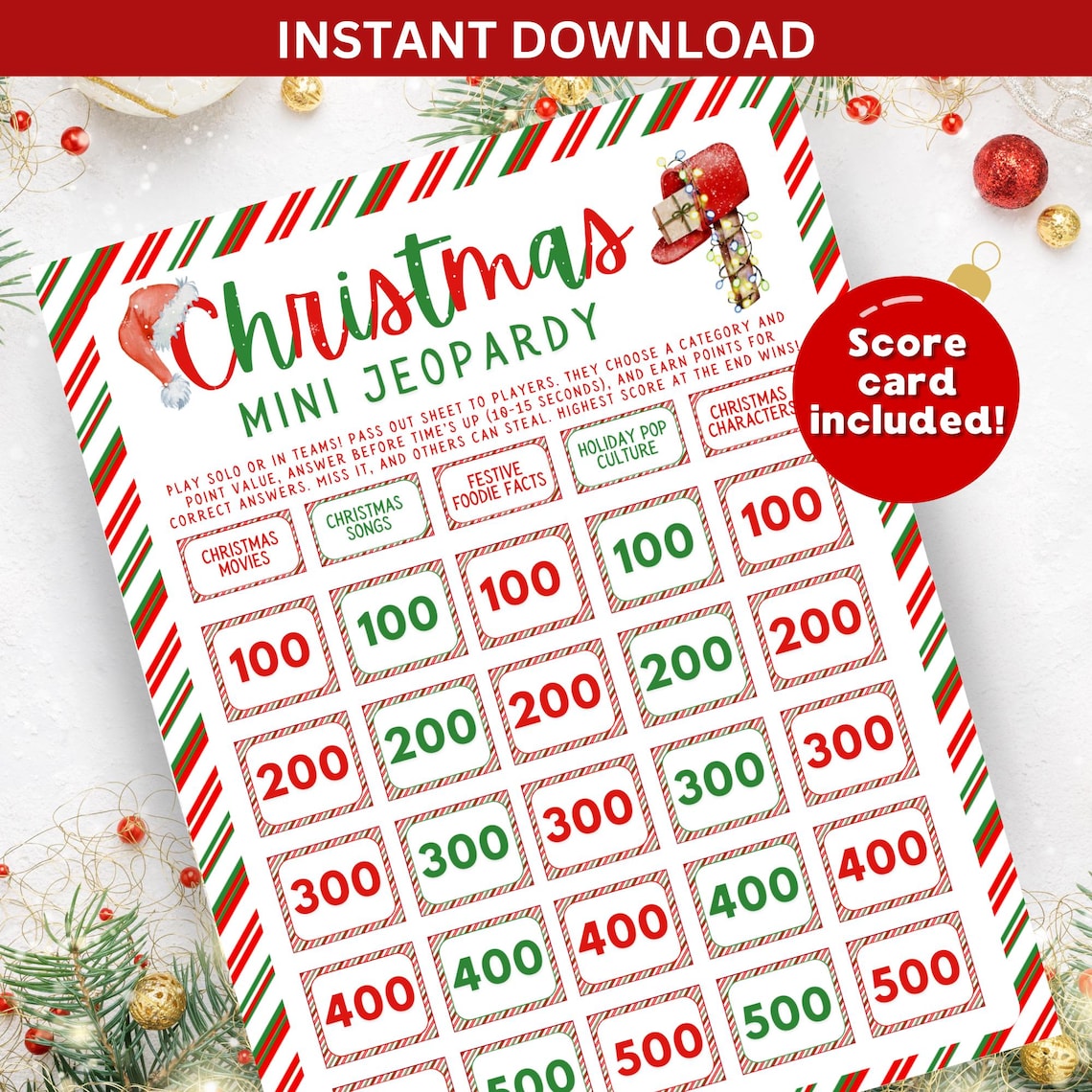Christmas Jeopardy Game: Holiday Party Printable (instant Download) - Etsy