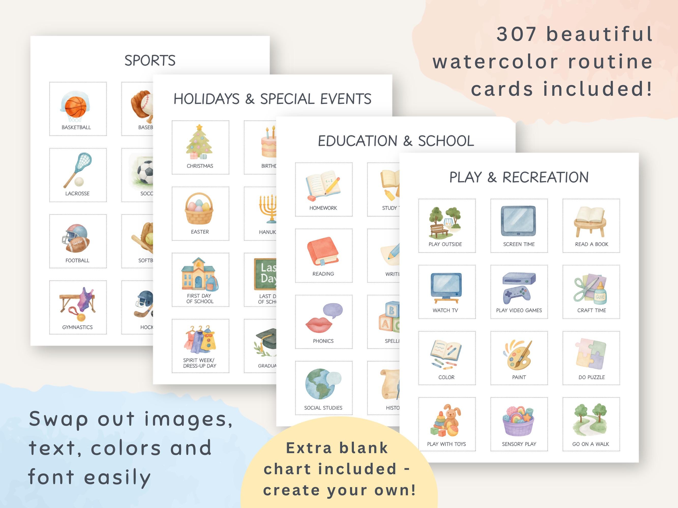 Editable Kids Daily Routine Cards: Visual Montessori Chore Chart ...