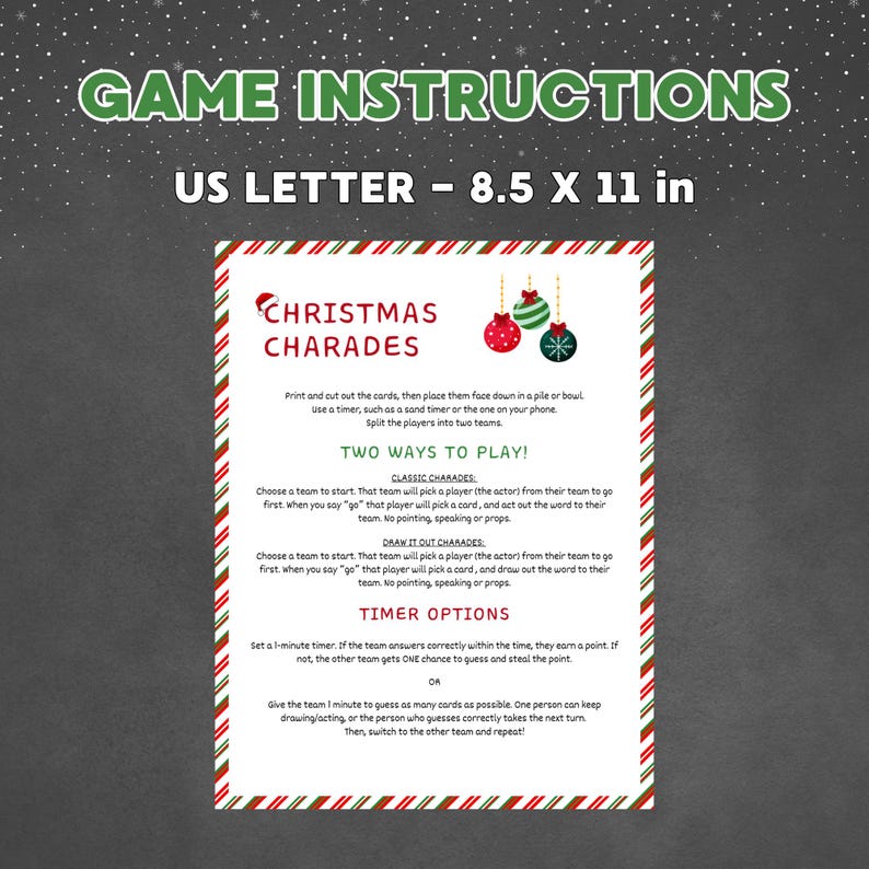Christmas Charades | Christmas Games | Work Holiday Party | Family Game Night | Printable Party ...