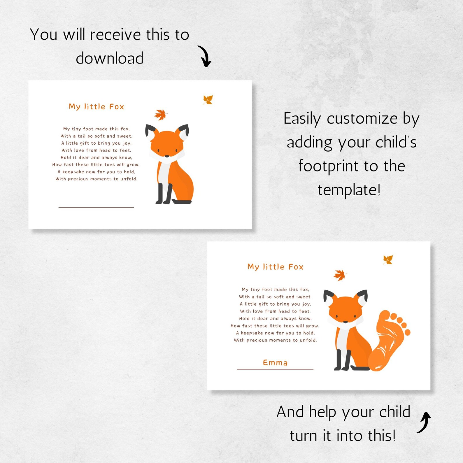 Fox Poem Handprint Printable I Kids Handprint Activity Craft I DIY Fox ...