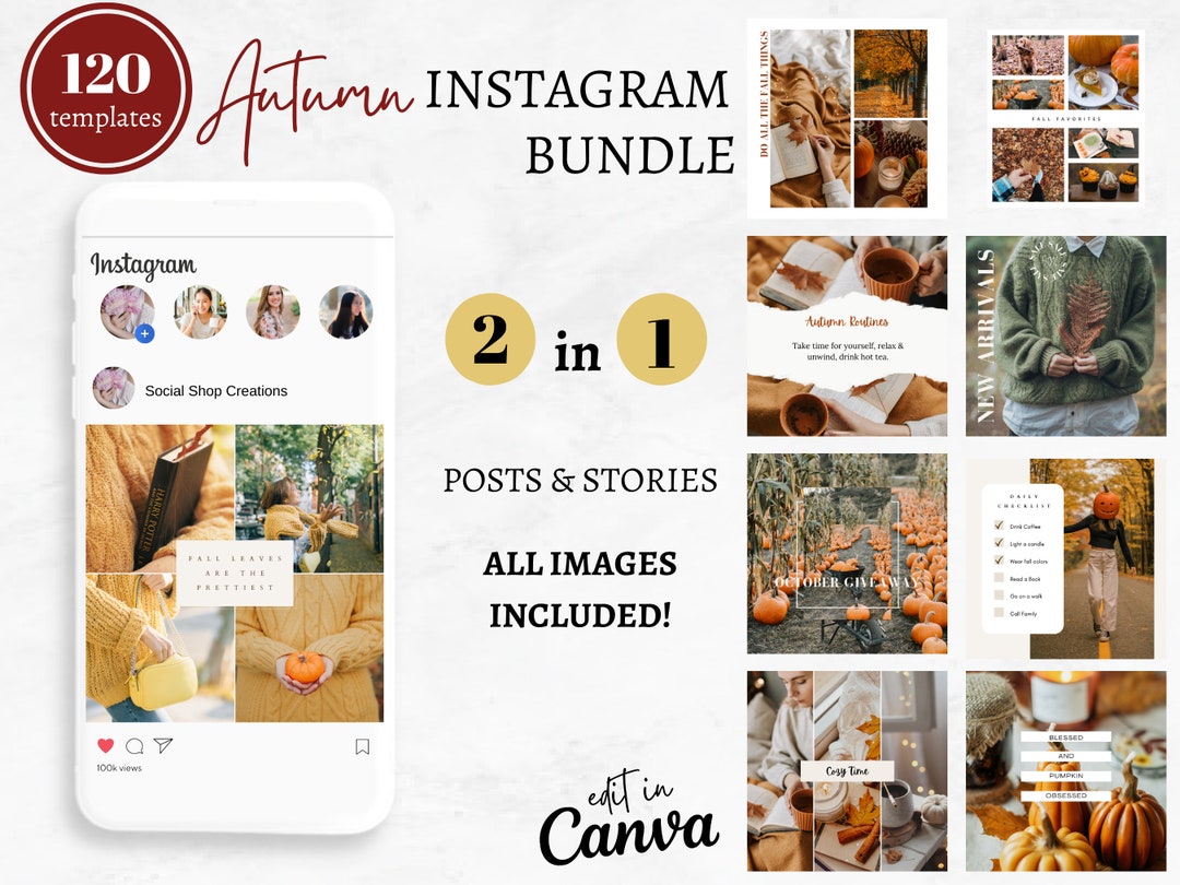 Autumn Instagram Templates, Fall Instagram Story, Fall Instagram Posts ...