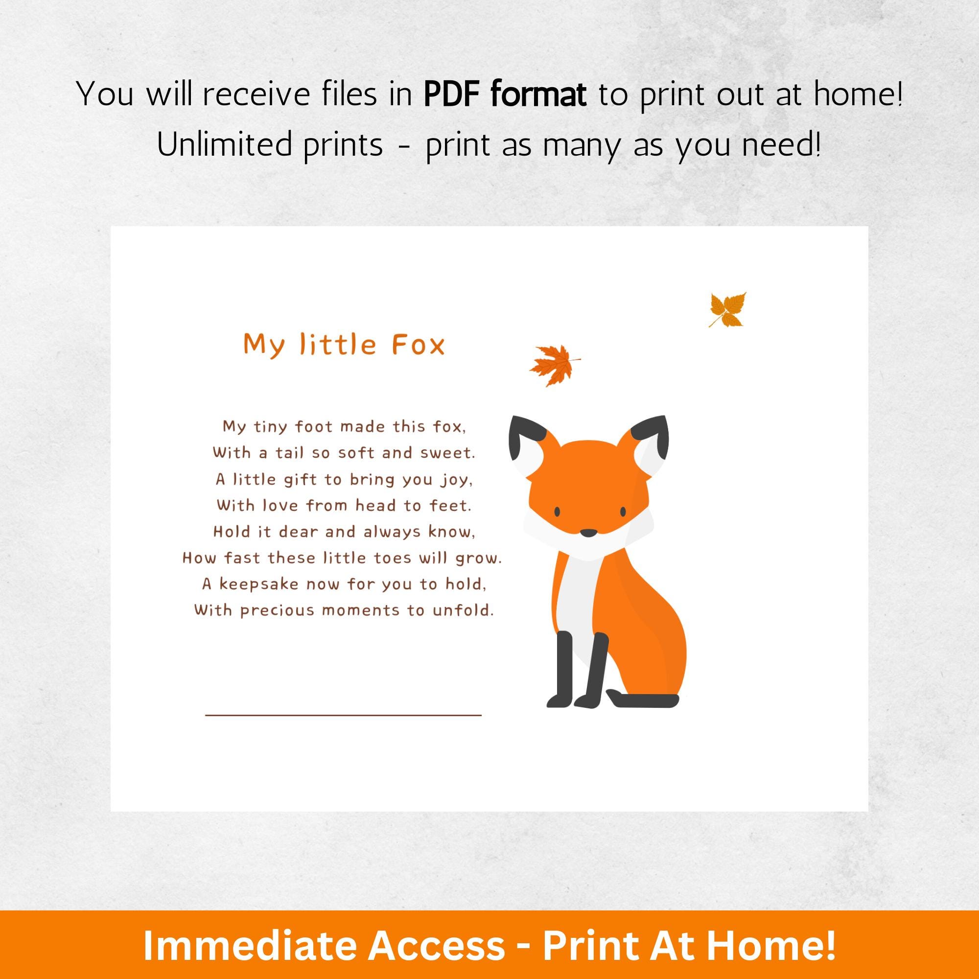 Fox Poem Handprint Printable I Kids Handprint Activity Craft I DIY Fox ...
