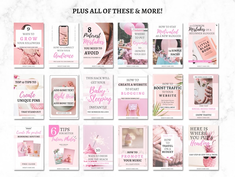 75 Pinterest Templates Canva, Pink Pinterest Templates, Fully ...