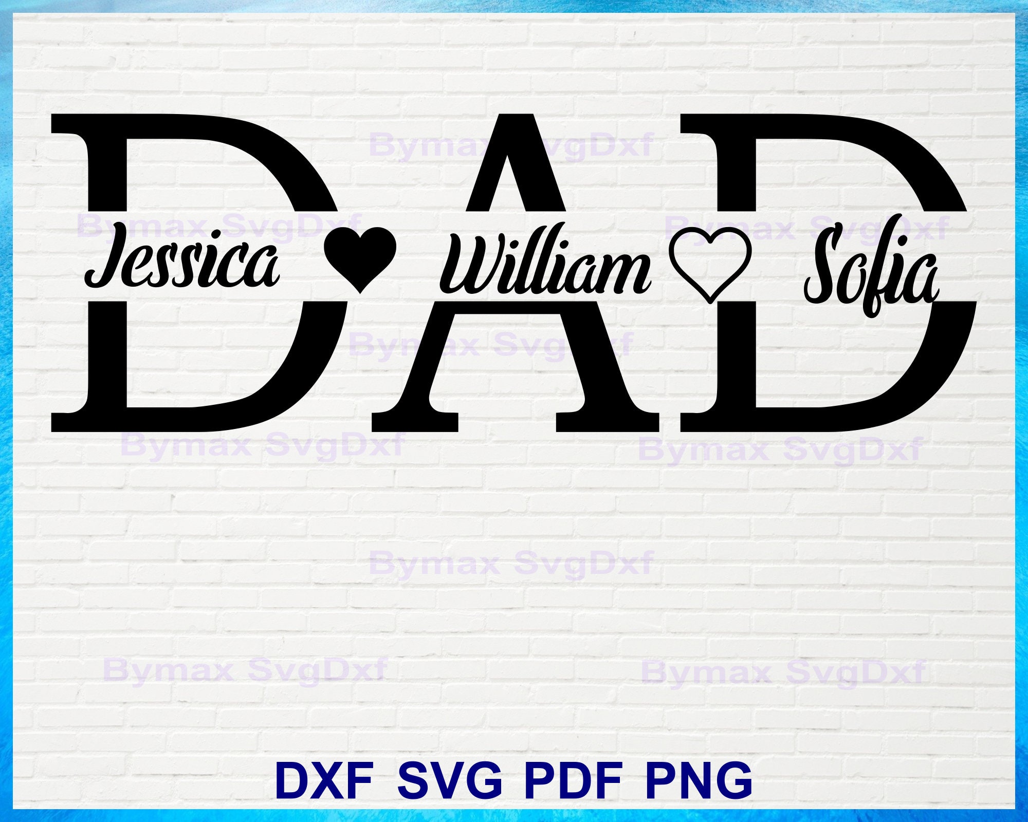 Dad Svg, Daddy, Father, Split Name Frame Svg, Split Monogram, Printable ...