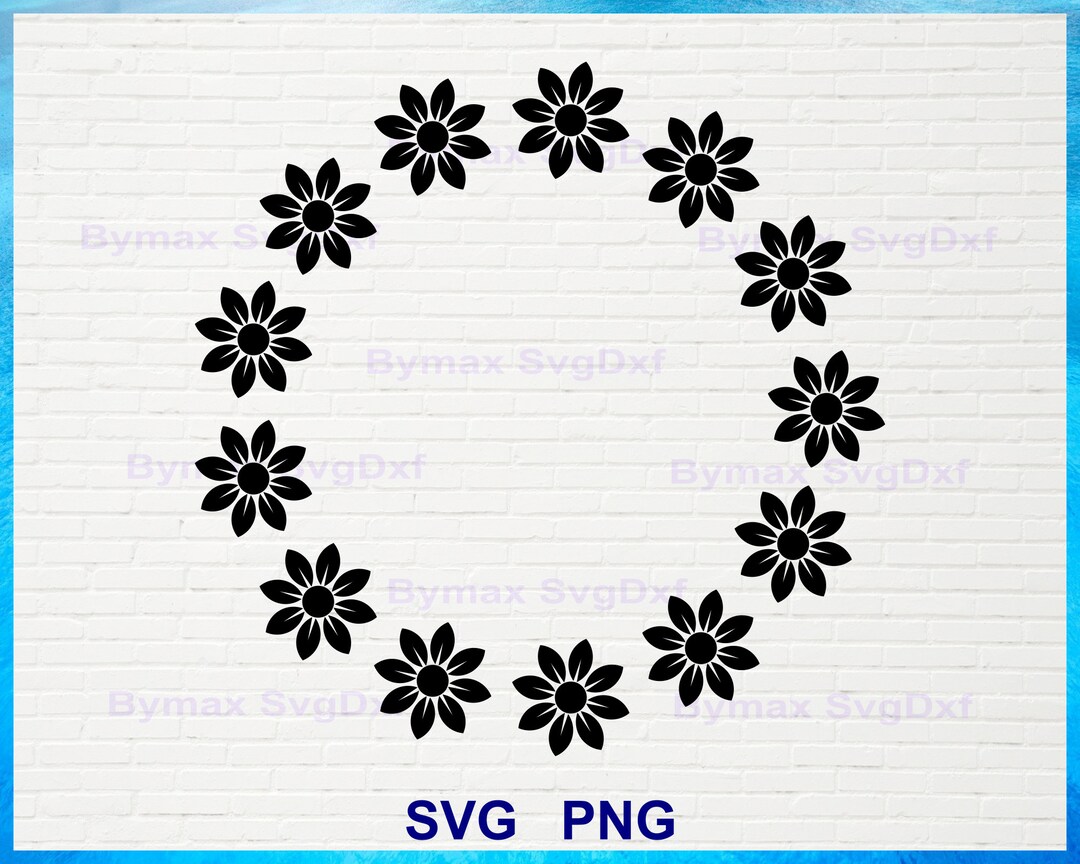 Circle of Flowers Floral Wreath Svg, Decorative Wreath Svg, Instant ...