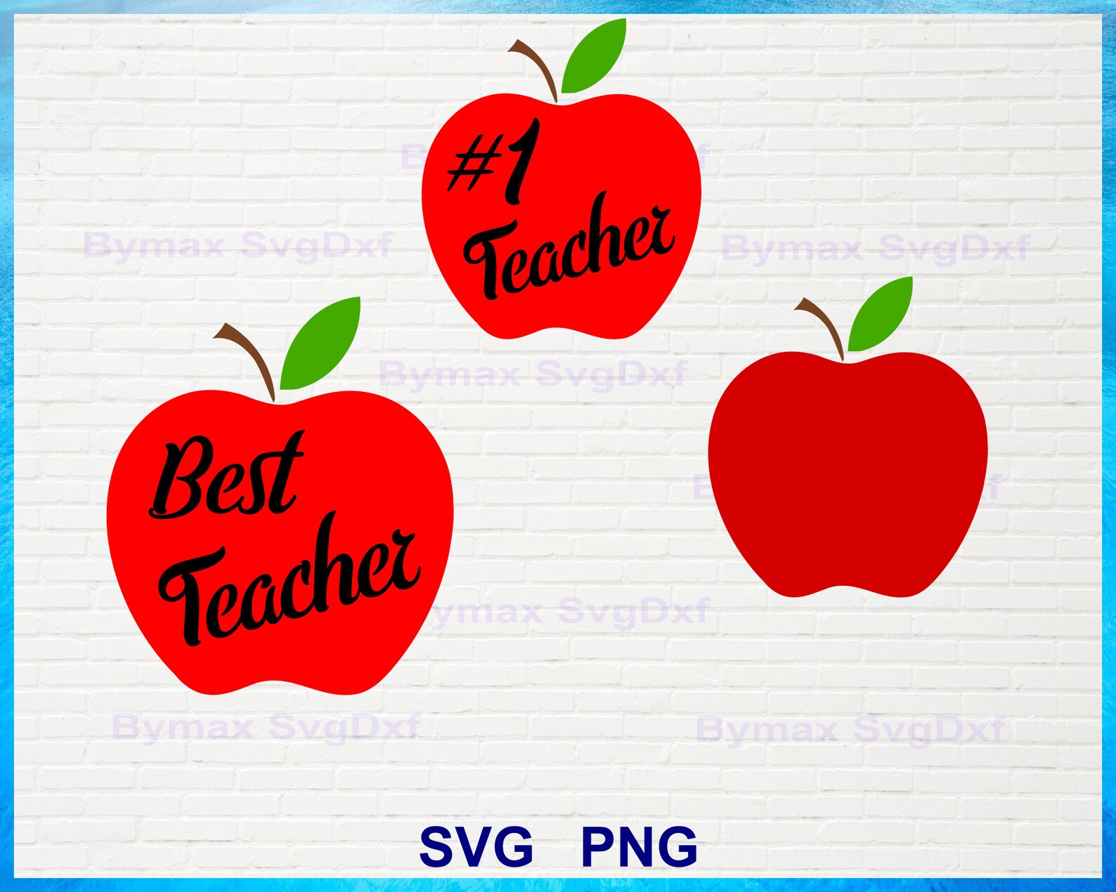 Best Teacher Apple Svg, 1 Teacher Apple Svg, Teacher School Decor, Png ...