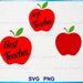 Best Teacher Apple Svg, 1 Teacher Apple Svg, Teacher School Decor, Png ...