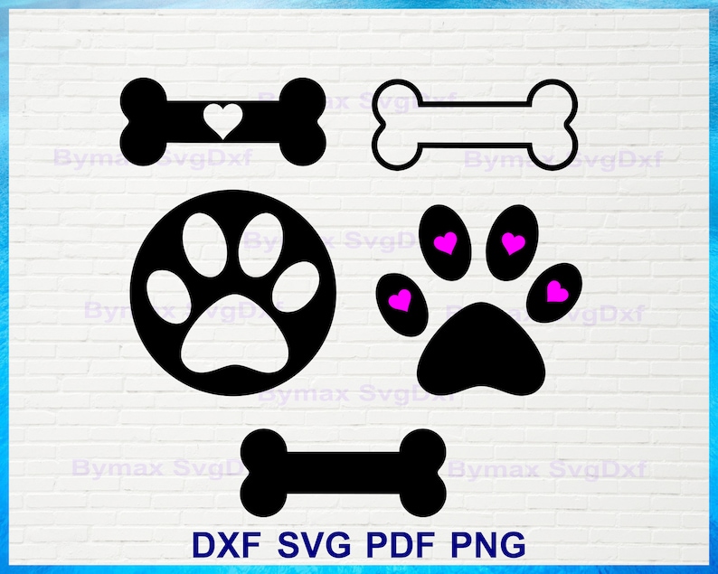 Hundeknochen Svg, Pfotendruck Svg, HerzPfote Print, Hundeknochen Umriss ...
