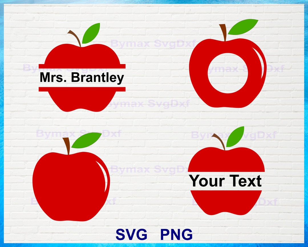 Apple Svg, Teacher Svg, Split Apple Monogram, Split Frame Apple Name ...
