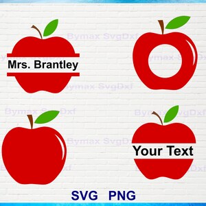 Apple Svg Teacher Svg Split Apple Monogram Split Frame | Etsy