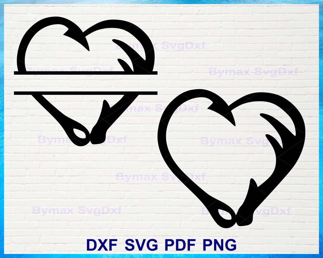 Hook and Antler Svg, Monogram Svg, Fishing Hunting Svg, Family Name ...